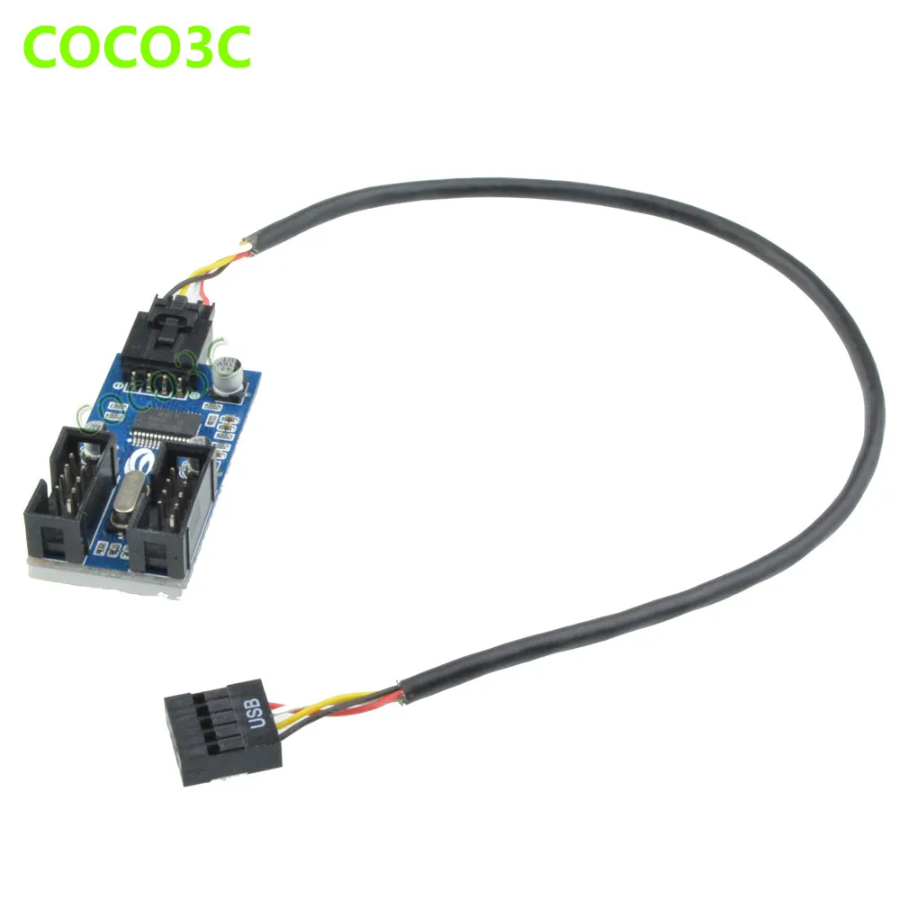 9Pin USB header to Dual 9pin Female Extension Cable 9 pin 1 to 2 Port ...