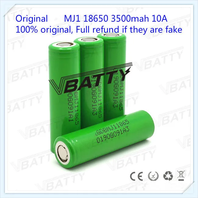 100% LG MJ1 18650 3500 mah 10A 3.7 V 충전식 높은 드레인 리튬 이온 배터리 플랫 탑 (1 pc ...