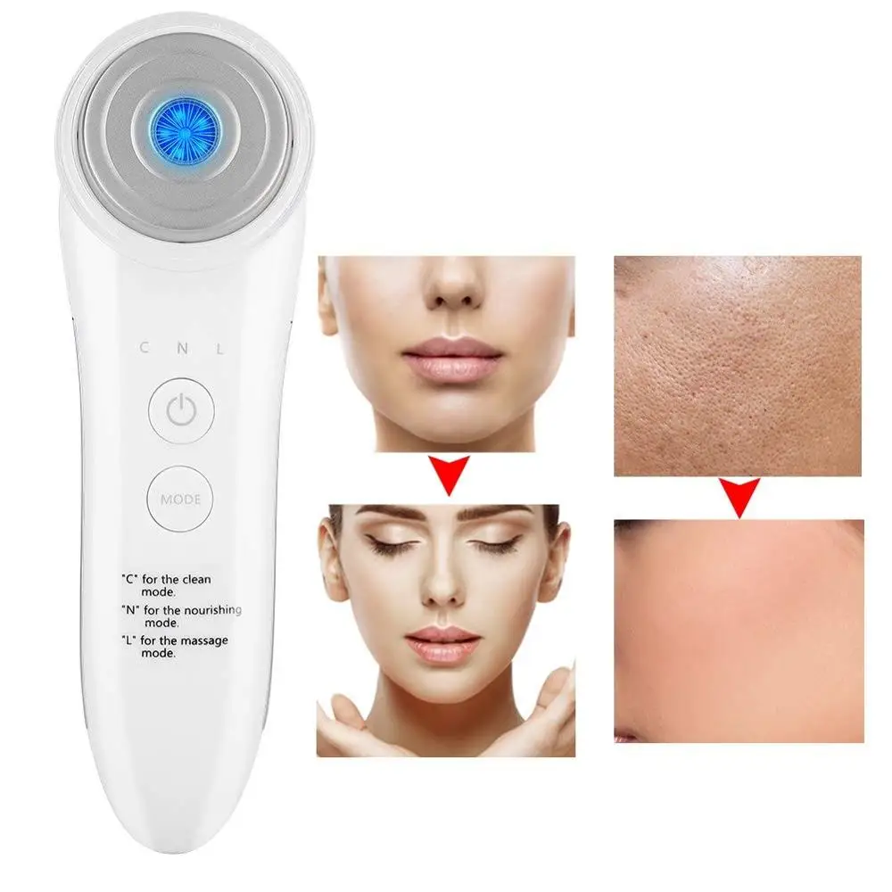 Ultrasonic Face Lift Skin Cleaner Photon Beauty Sonic Vibration Warm ...