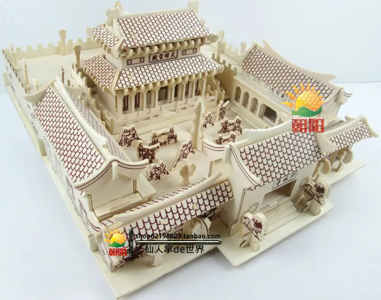 3d Wood Puzzles Creative Gifts House Scene Model Ancient Chinese ...