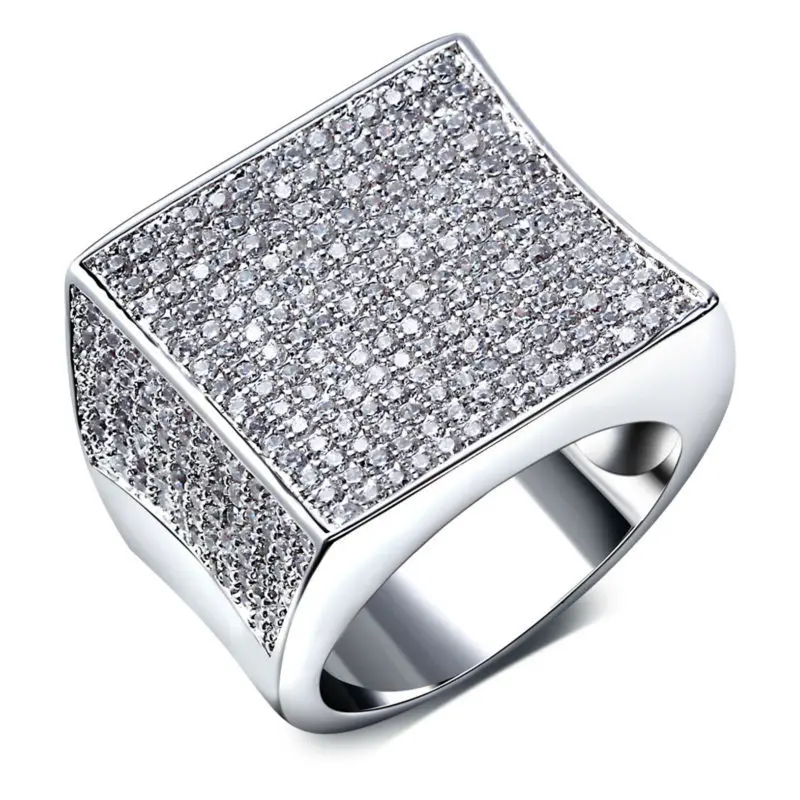 Elegant Big cz square ring for party Chunky look finger rings jewelry ...