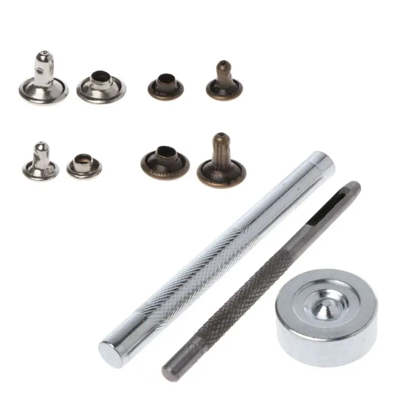120 Set Leather Repairing Rivets Snaps Fastener Button Press Studs ...