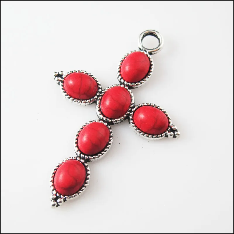 3Pc Retro Tibetan Silver Red Cross Charms Pendants 40.5x61mm|red cross ...