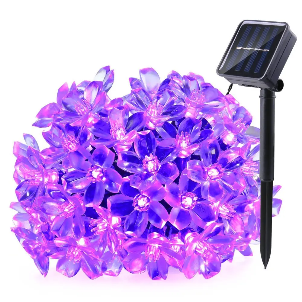 4pcs Solar Fairy String Lights 21ft 50 Led Purple Blossom Decorative ...