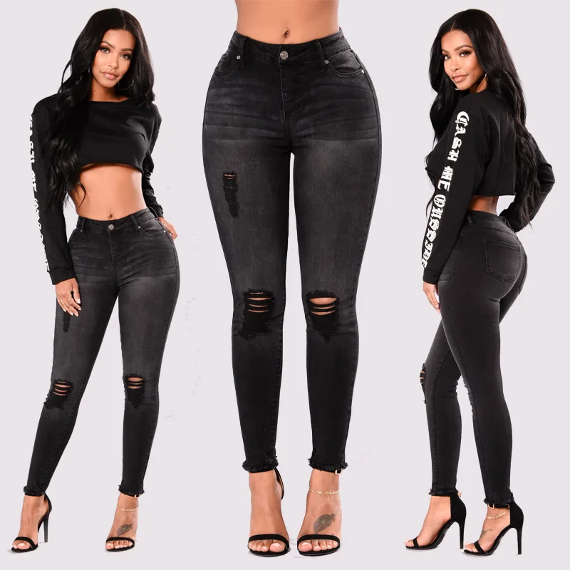 Fashion Women's Ripped Distressed Destroyed Stretch Skinny Fit Jeans ...