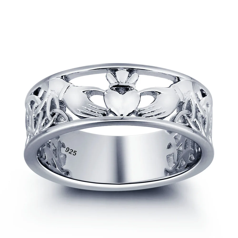 Dropshipping 100% 925 Sterling Silver Claddagh Rings Women Wedding Ring ...