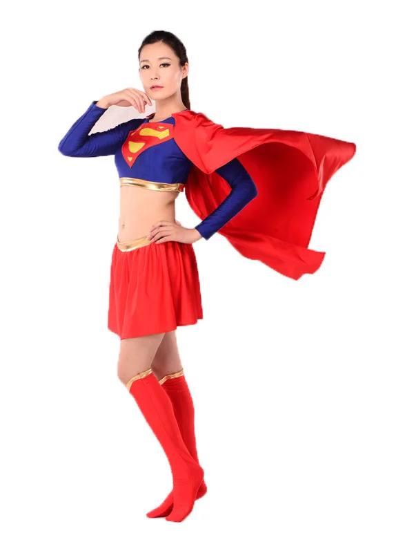Superhero Costume Sexy Super Girl Costume With Cape Mini Dress