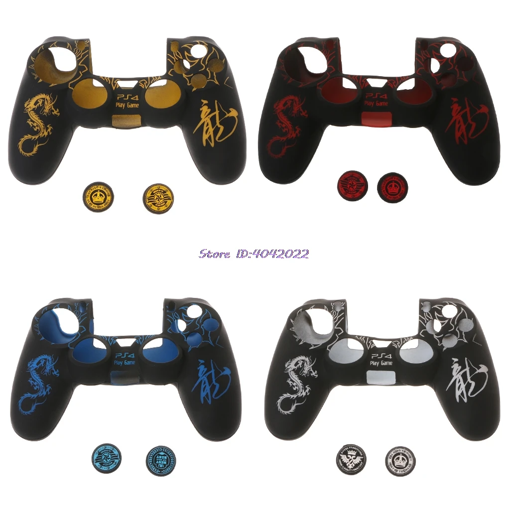 Chinese Characters Silicone Gamepad Case + Joystick Caps Kit For PS4 ...