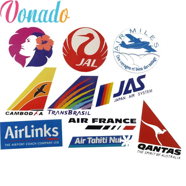 10 Pieces/lot Airline Logo Pvc Decal Sticker Fashion Trunk Luggage ...