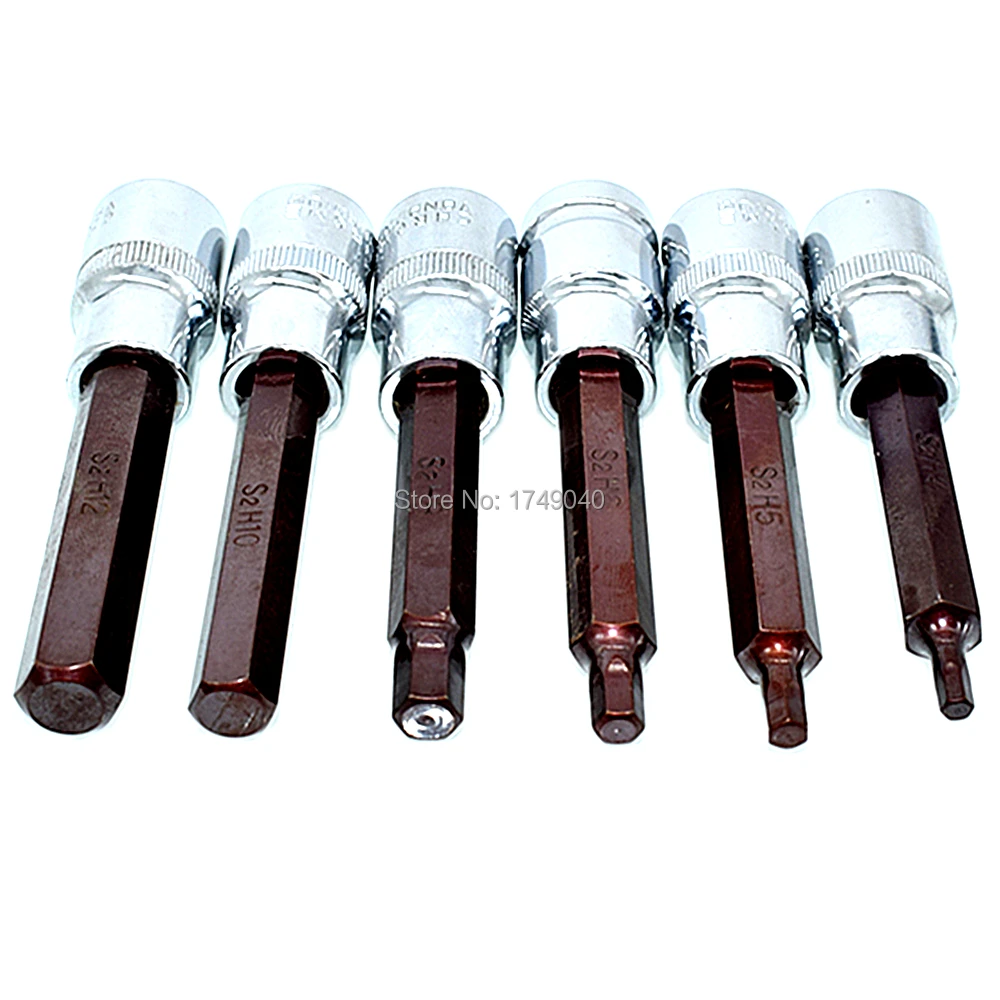 6pcs Long 100mm Hex Bit Socket Allen Wrench Chrome Vanadium Steel 1/2in ...