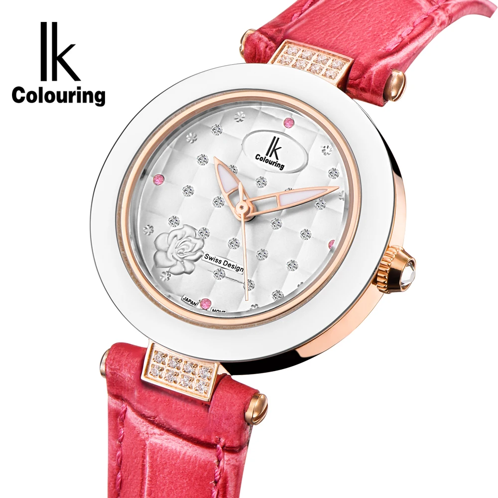 Luxury Brand IK Colouring Ladies Watches Rhinestone Studded Dial 10ATM ...