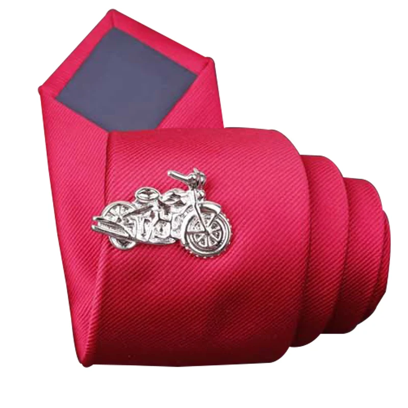 Kbap Mens Unique Metal Tie Clips Silver Motorcycle Neck Tie Bar Clasp