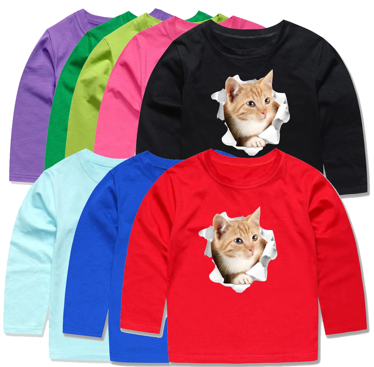 100-Cotton-Boys-Cat-T-Shirts-Children-Full-Sleeve-Baby-Tops-Kids-3D-Cat ...