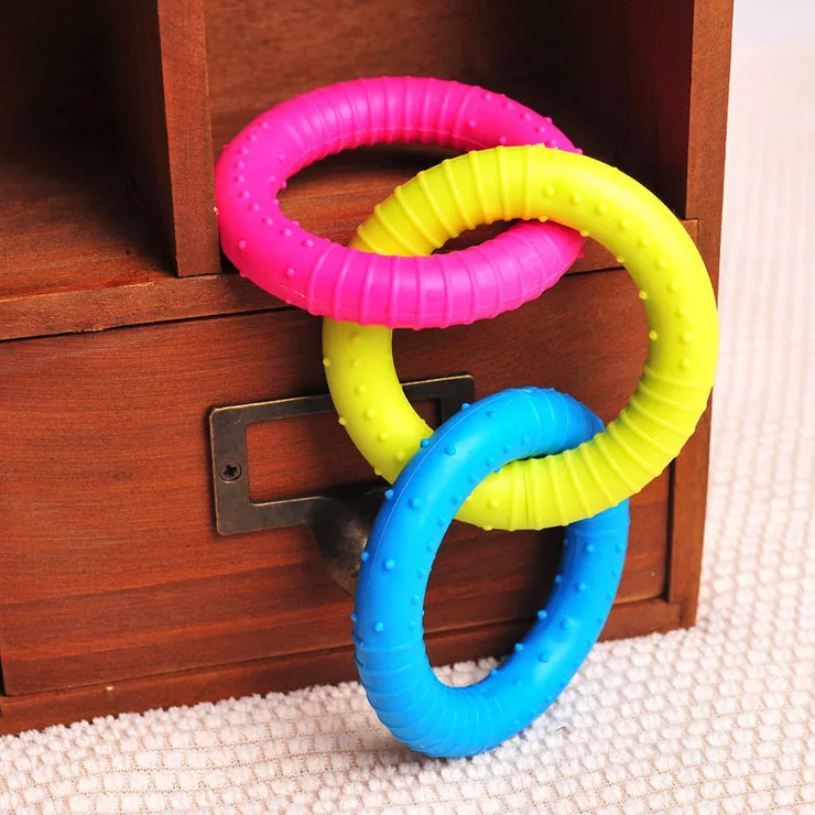 TPR plastic rubber Dogs toys soft spiky 3 chain of rings shape style ...