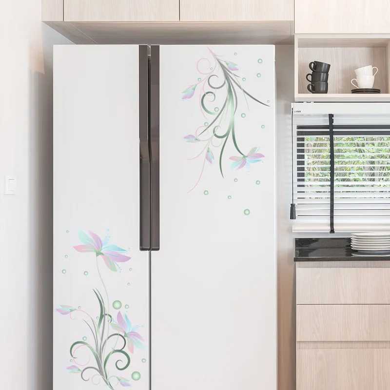 Flowers Refrigerator Sticker Vinyl | Stickers Fridge Medium Flower ...