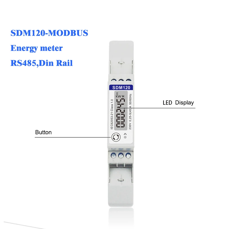 SDM120 MODBUS Energy meter Single Phase AC230V ราง Din Kwh Multi ...