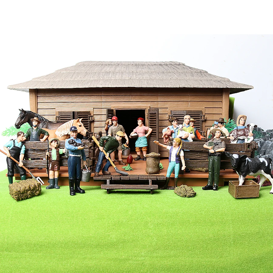 17PCS Assorted Simulation Farmer people Model Action Figures PVC Doll ...