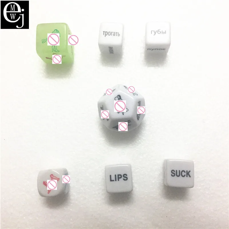 Ejmw 7 Pcs Set Different Sex Dice Sex Posture Dice Russian English And