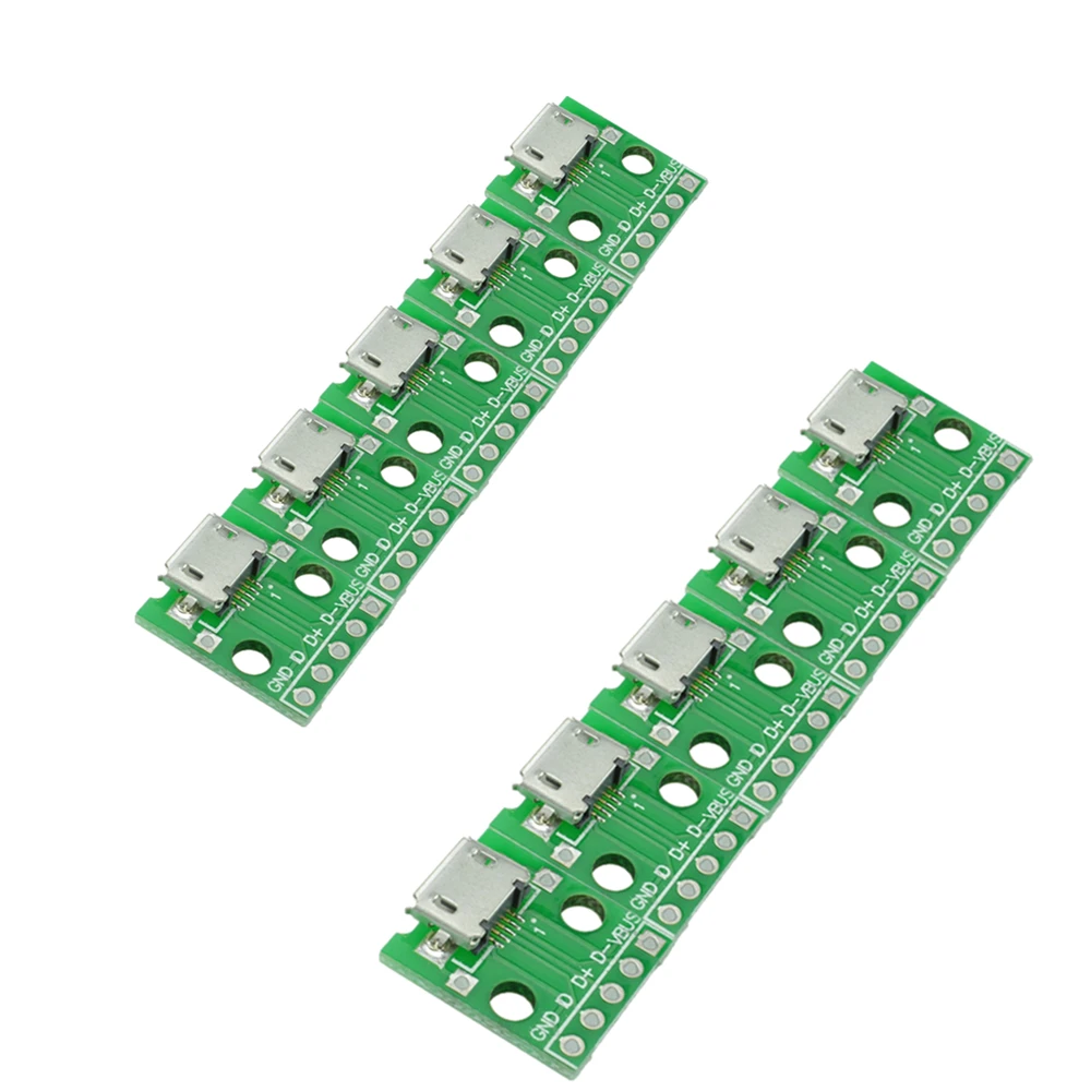 10pcs MICRO USB To DIP Adapter 5pin Female Connector B Type PCB ...