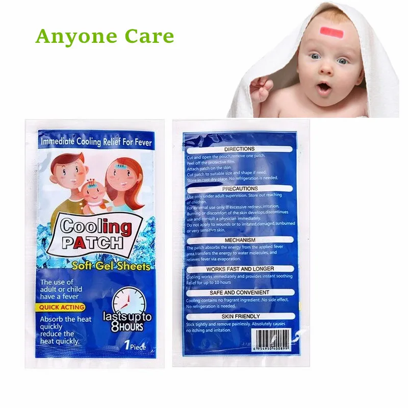 12pcs/lot Fever Patch Cooling Gel Patch Ice Sheet Hydrogel Cooling Gel ...