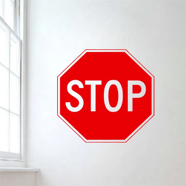Creative Stop Sign Wall Decal Livingroom Traffic Signs Wall Stickers ...