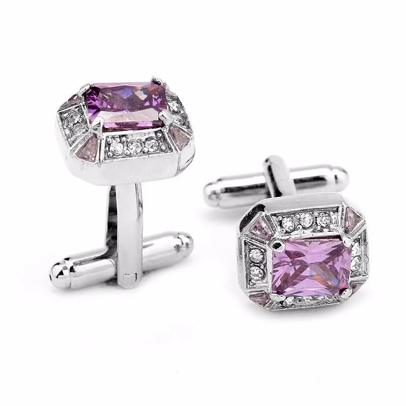 Wholesale Fashion French stylish Cuff links elegant purple rhinestone ...