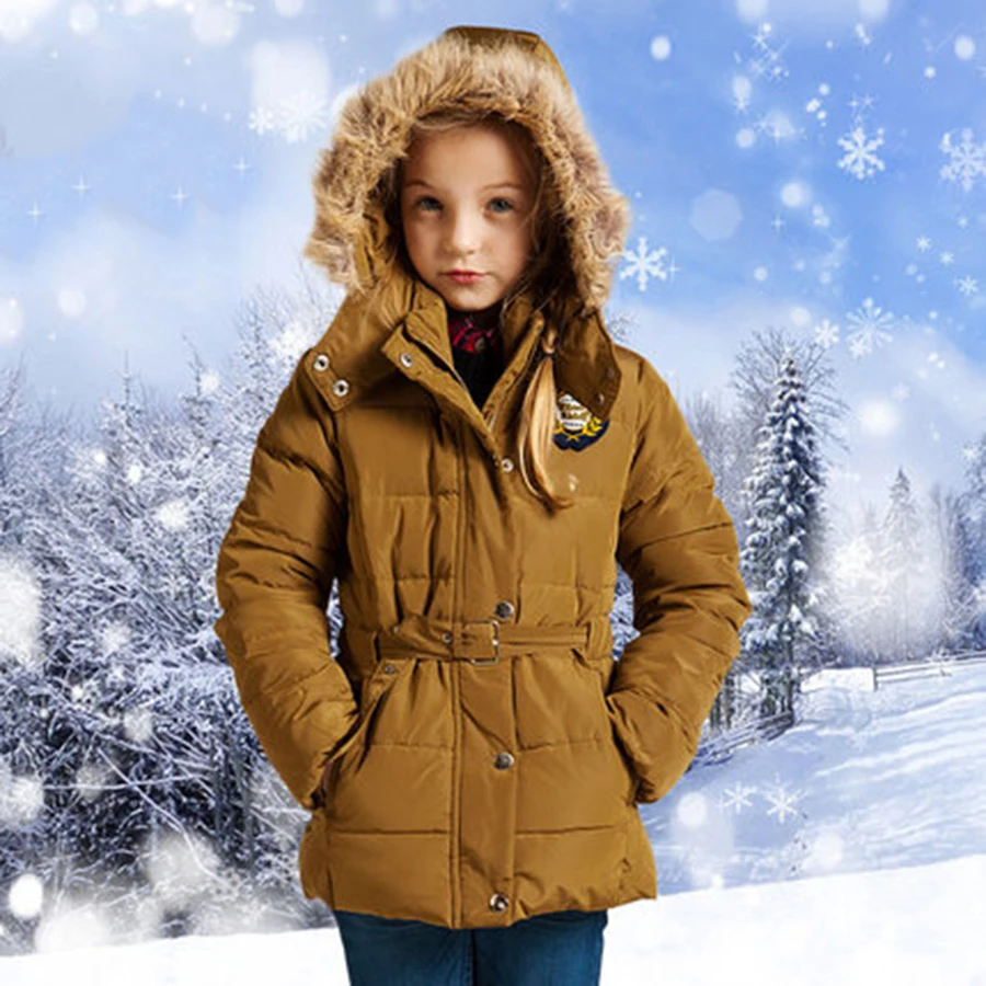 Girls Kids Down Coat With Fur Hood Winter New 2016 Brand Outerwear Warm ...