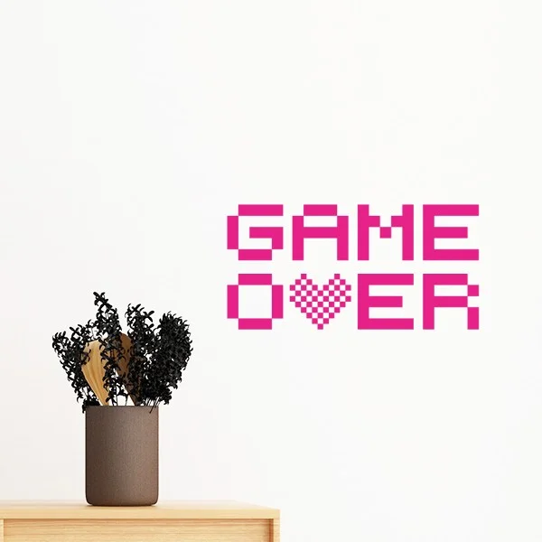 Pink-Game-Over-Pixel-Removable-Wall-Sticker-Art-Decals-Mural-DIY ...