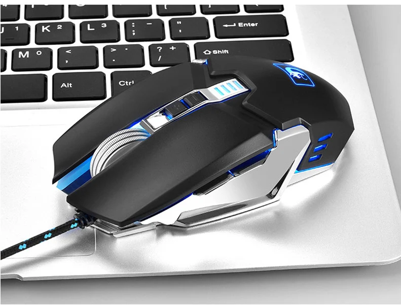 Darshion S10 Gaming Mouse 2400DPI 7 Buttons LED USB Optical Wired Metal Backlit Mouse ...