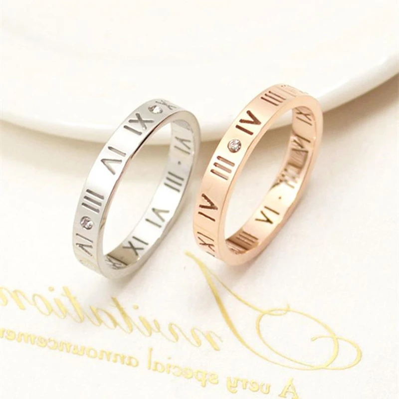 925 Sterling Silver Female Sweet Ring Finger Simple Roman Numerals ...