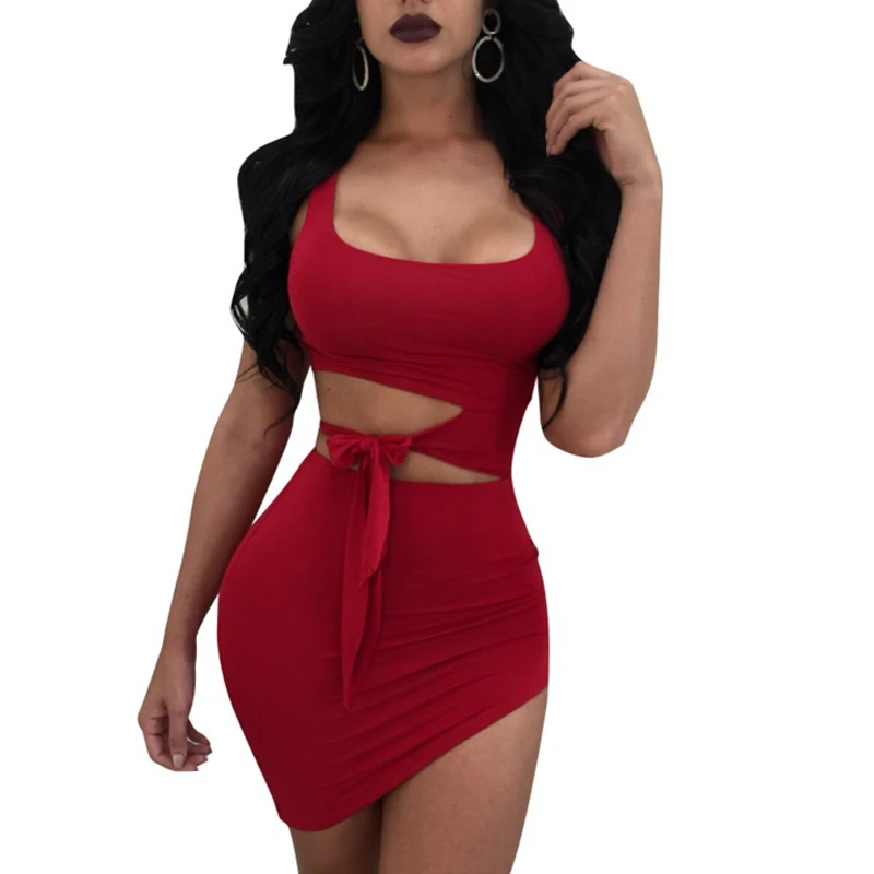 Buy Women Sexy Tank Package Hips Dresses Lady Night Club Dress Hollow Sexy