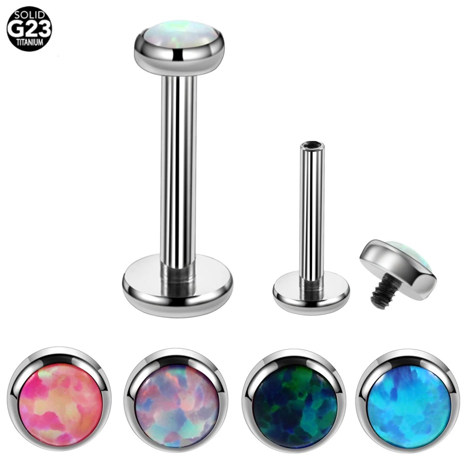 H S 1PC G23 Titanium Opal Labret Stud Rings Lip Bars Sexy Charming Ear ...