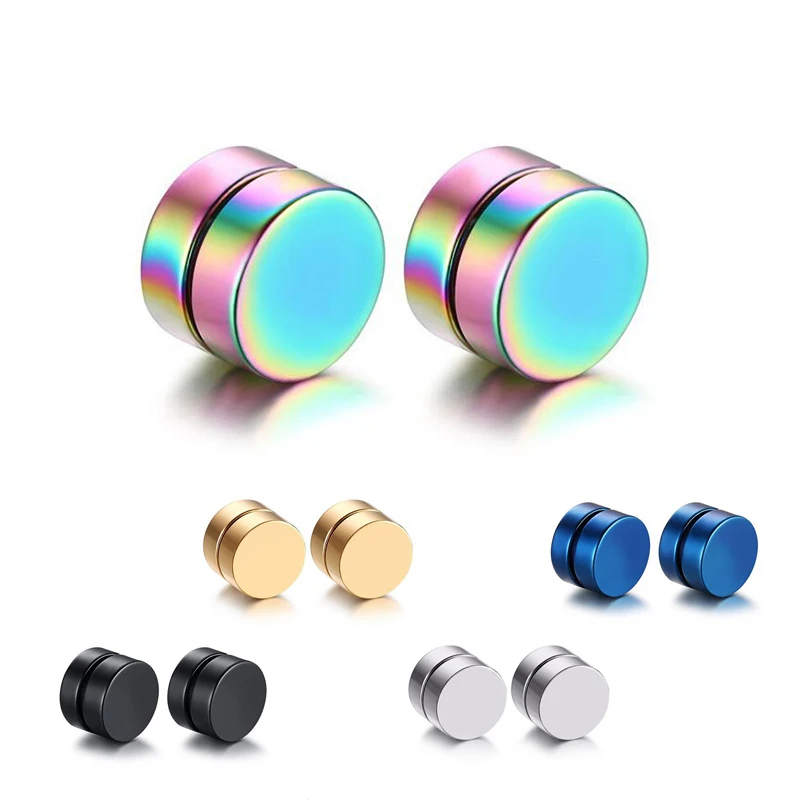 Creative Clip Earrings Fashion Magic Stainless Steel Men Hip Hop Magnet ...