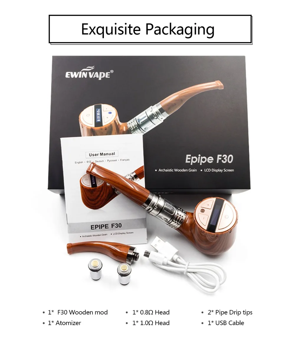 Electronic Cigarette EWINVAPE EPipe F30 Kit E Pipe Vape 3ml Atomizer ...