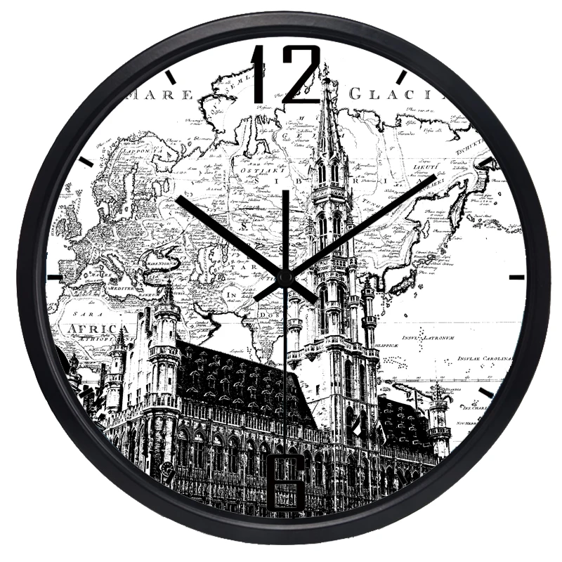 Reloj de pared decorativo grande con mapa del mundo, accesorio de hora ...