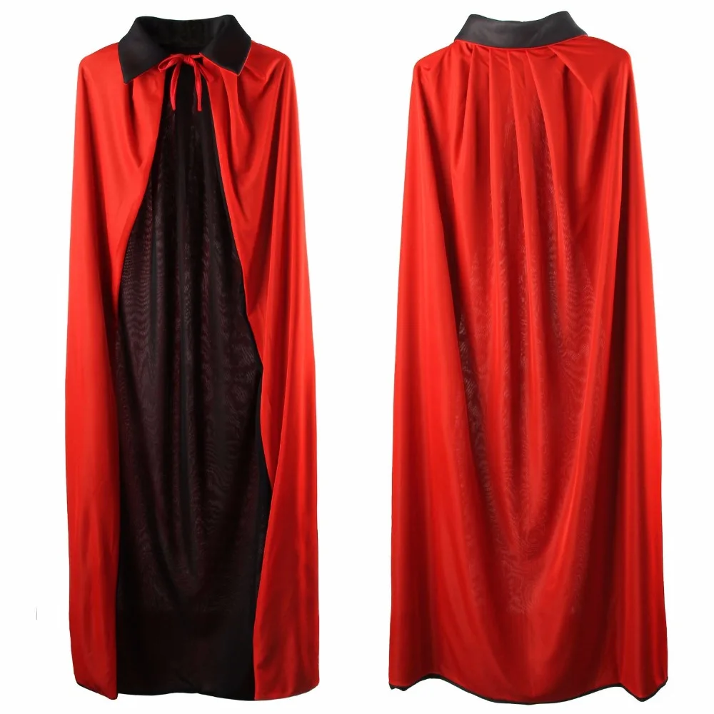 Halloween Black Red Vampire Cape Dracula Devil Cloak Fancy Dress ...