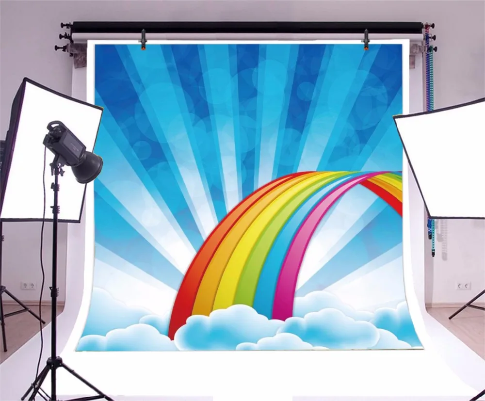 Laeacco Rainbow Backdrops Colorful Kid Stripes Birthday Party Children ...