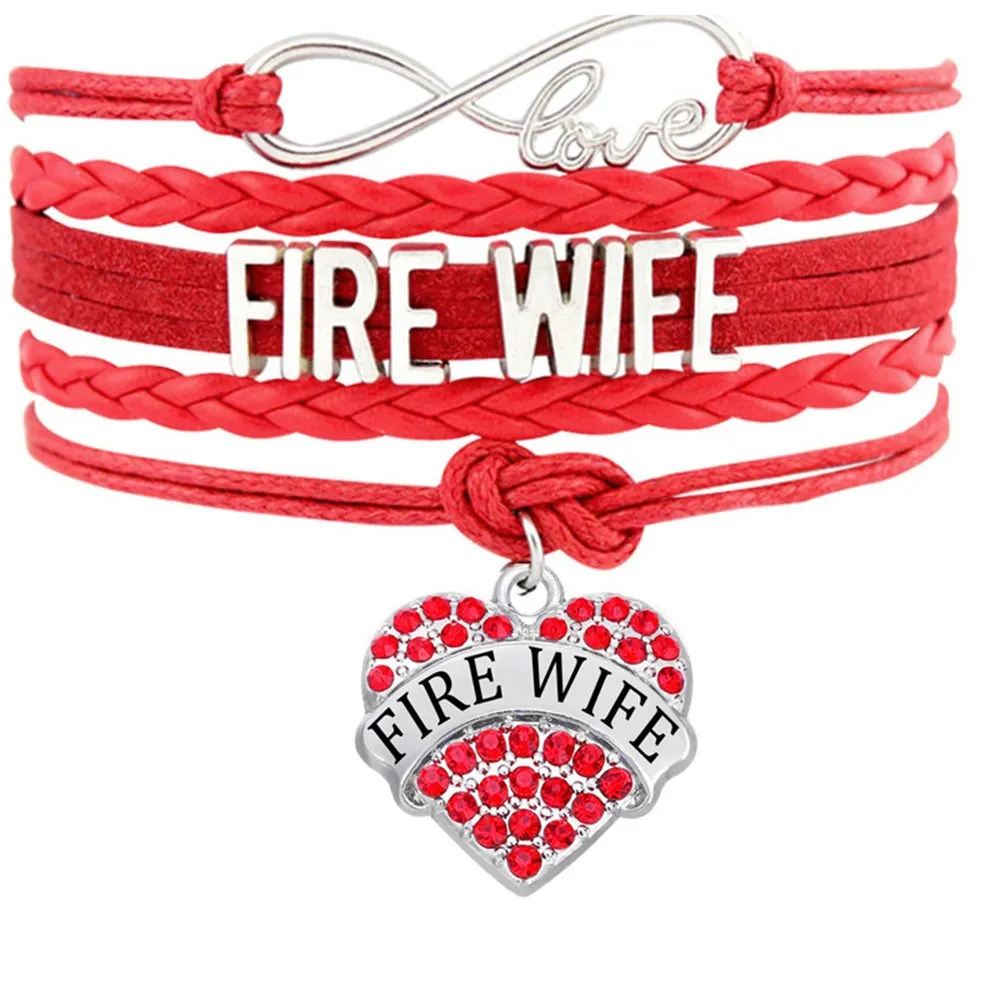 Pulsera de cuero con doble nariz Infinity Love Fire Wife, brazalete con ...