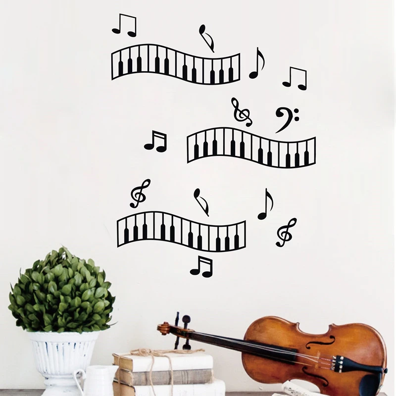 150x16cm free shipping music wall stickers , piano key music note wall ...