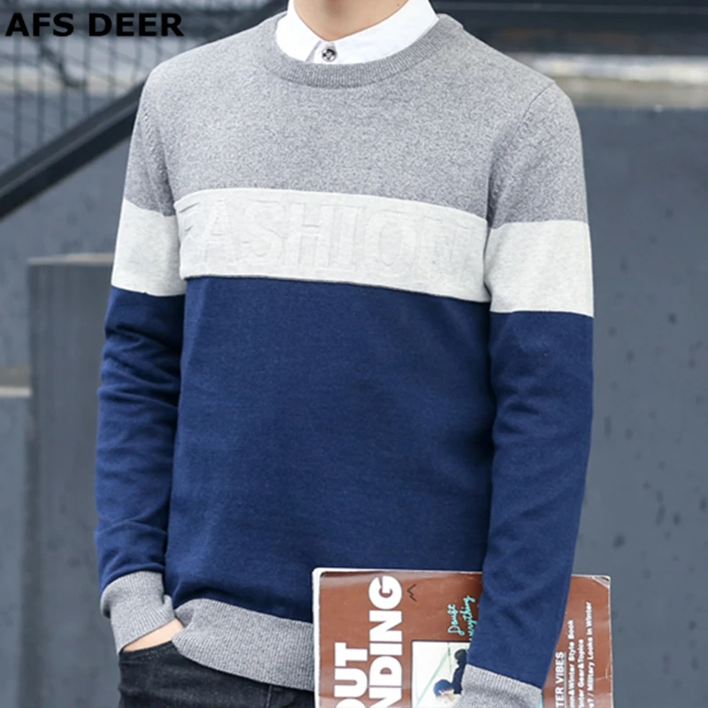 Men's Sweaters 2017 Spring New Men Slim Fit Round Neck Sweater Fashion ...
