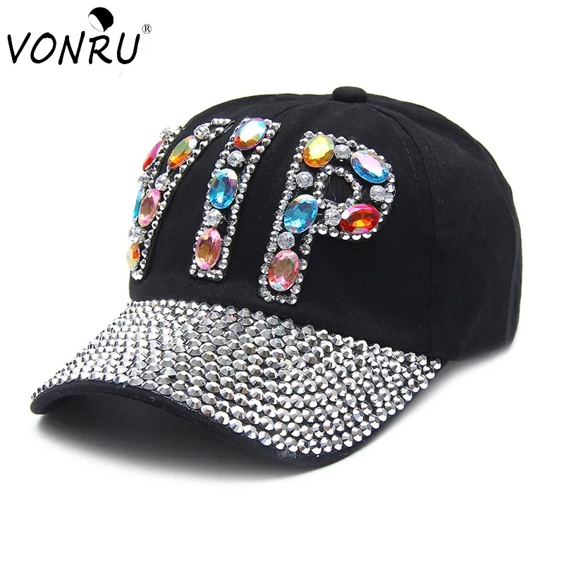 Fashion Colorful VIP Denim Baseball Cap Women Bling Rhinestone Hip Hop ...
