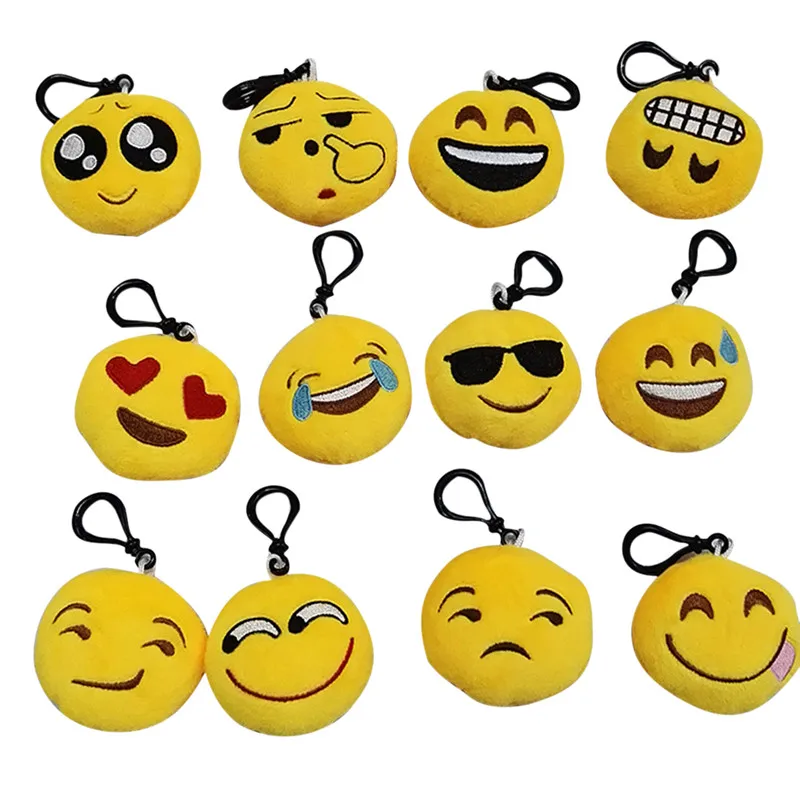 Cute Kawaii Emoji Keychain Plush Keyring Emoticon Key Ring Plush Face ...