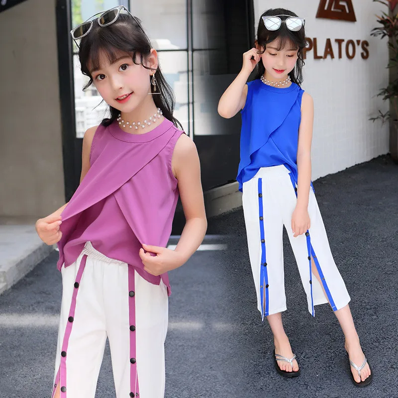 2pcs Girls Summer Clothing Set 2018 New Fashion Children's Clothing T ...