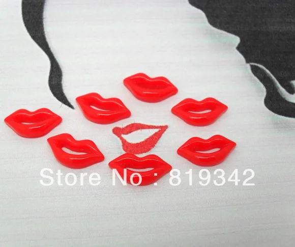 Free shipping Red Flat back Resin Dessert Cabochons Resin Sexy lips ...