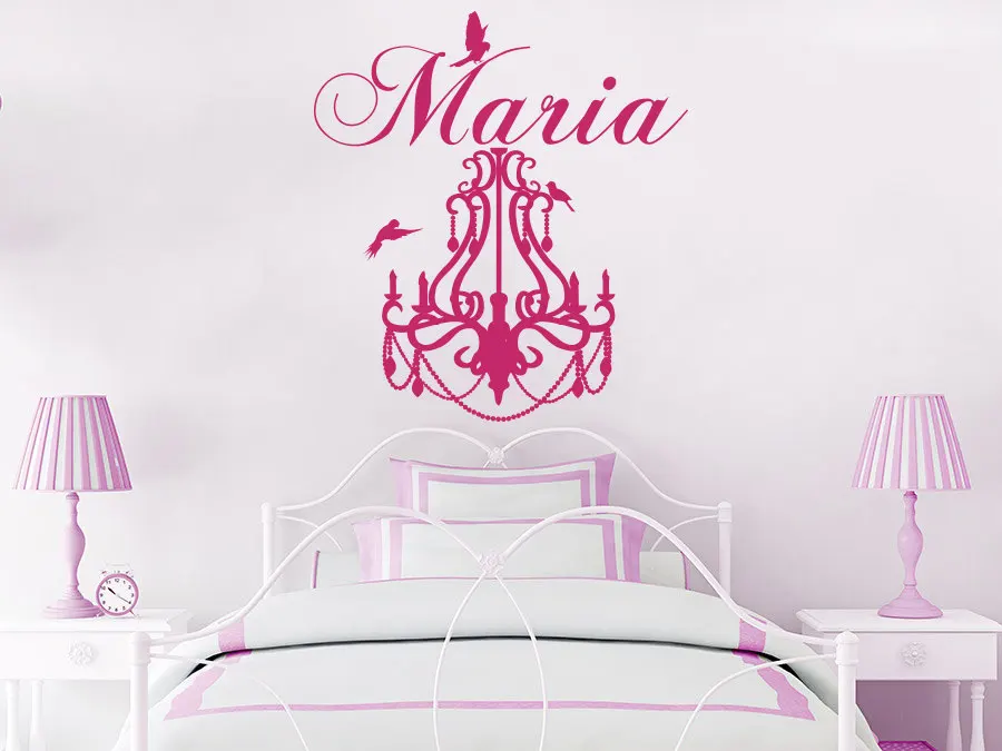 Art Chandelier Birds Beautiful Wall Decals With Personalized Cute Baby ...
