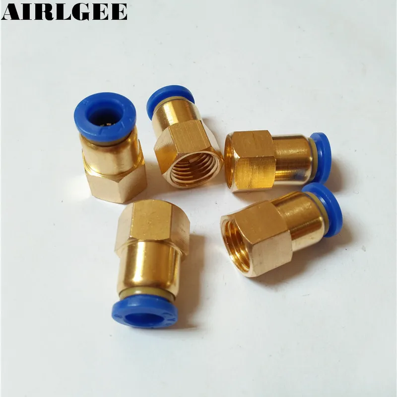 5 Pcs 8mm Tube 1/4pt 12mm Female Thread Pneumatic Quick Coupler Brass ...