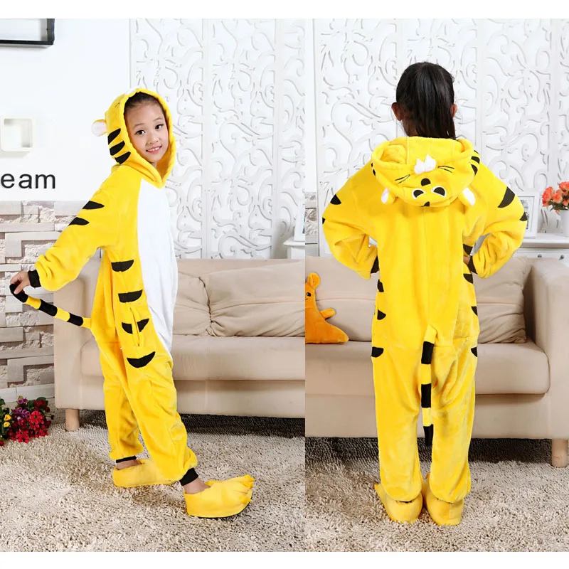 Children Flannel Sleepwear Kids Onesies Pajama Boys Tiger Pyjamas Girls ...