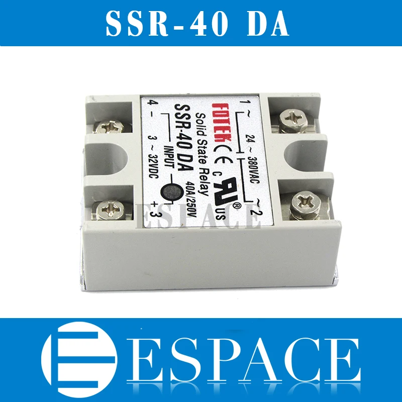 Relé de estado sólido SSR 40DA 40A, en realidad 3 32 a 24 V CC 380V CA SSR 40DA, relé de estado ...