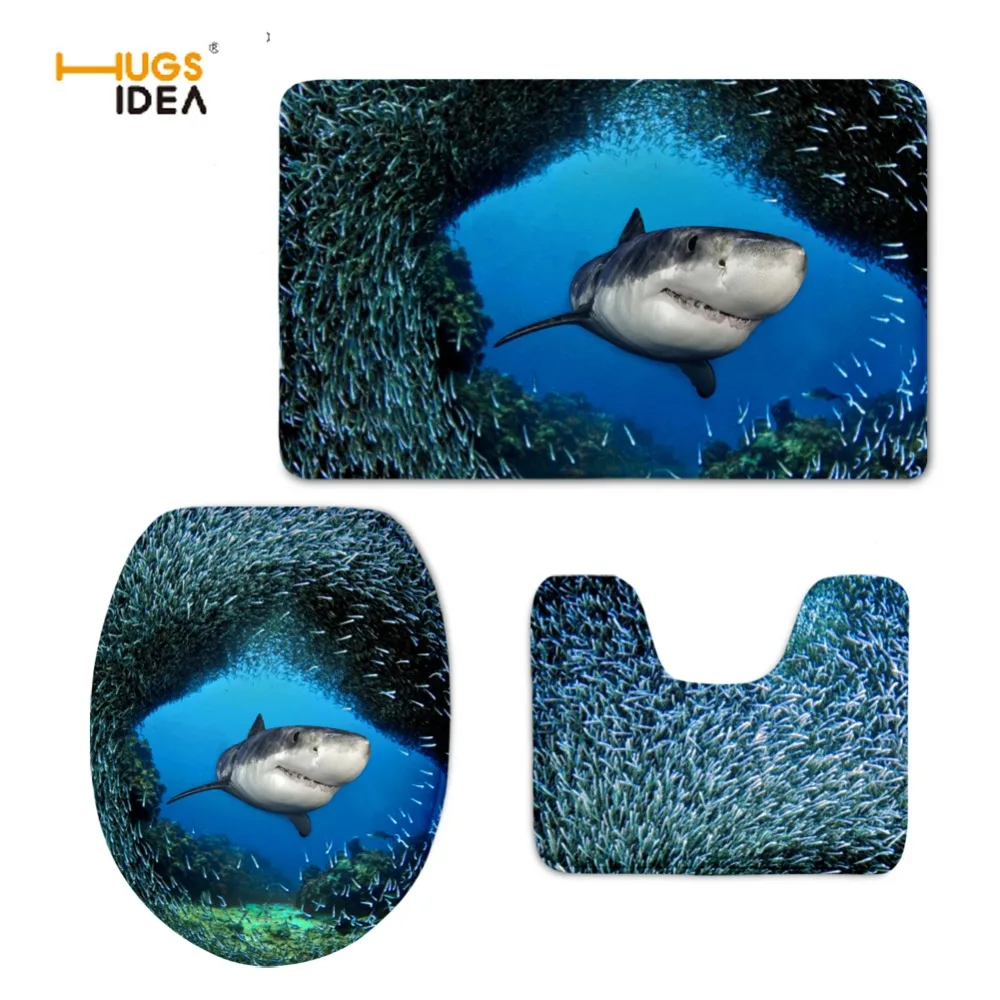 HUGSIDEA Cool 3D Animal Dolphin Printed Creative 3PCS Set Bathroom ...