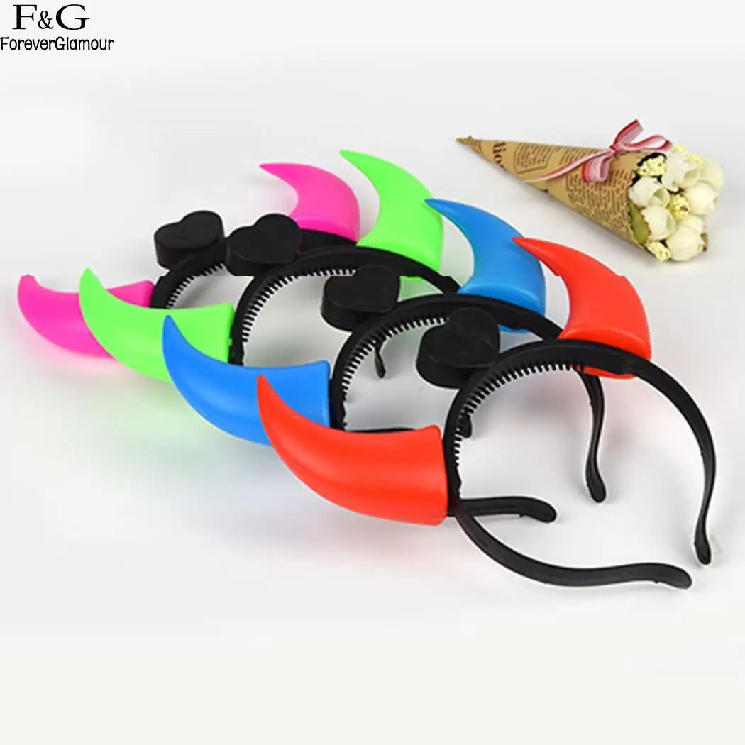 Cosplay LED Light Up Horns Headband Halloween Party Game Novelty ...
